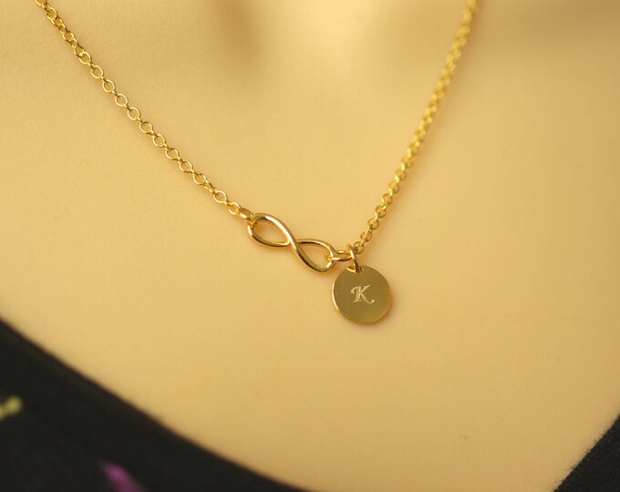 Personalised Initial Infinity Necklace. Choose Silver, Gold or Rose ...