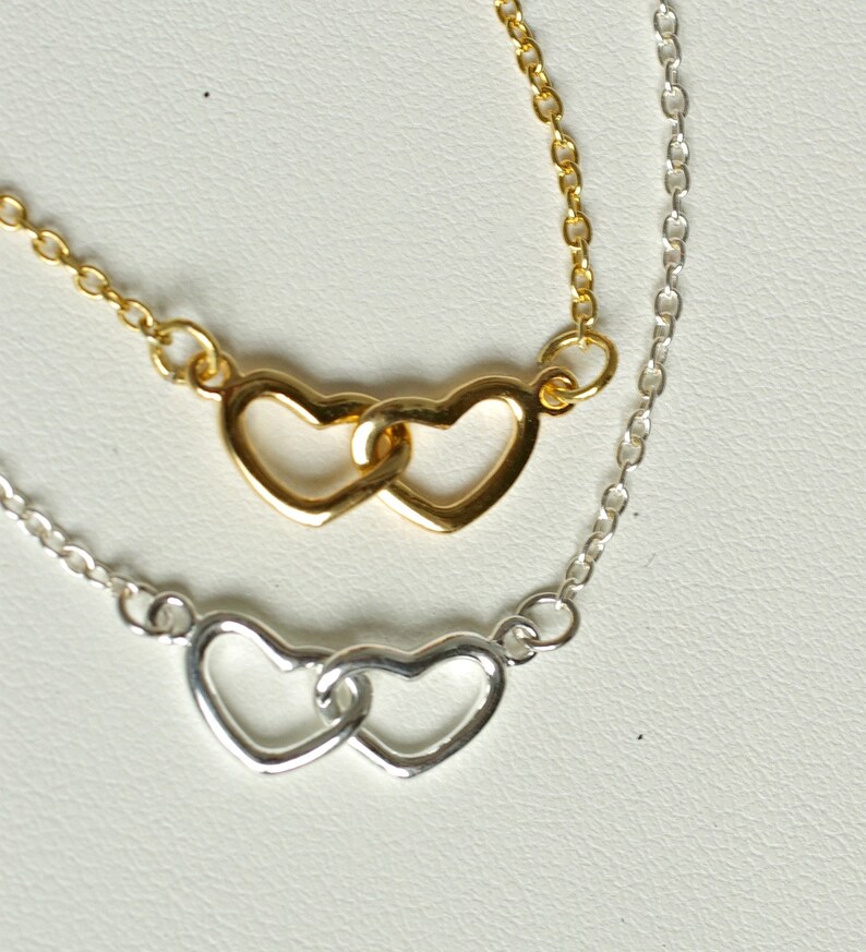 Interlocking Heart Necklace Sterling Silver 2 Sisters - Etsy