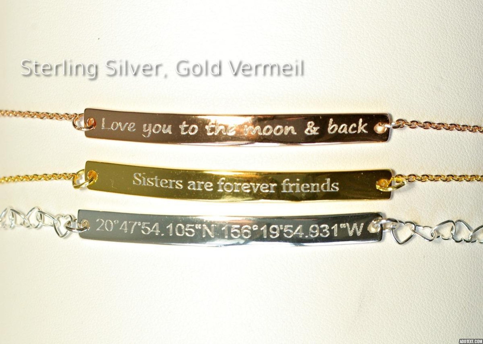 Coordinate Bracelet Sterling Silver Gold Custom Coordinates - Etsy