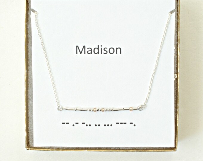 Custom Morse Code Necklace Sterling Silver, Morse Code Name Necklace ...