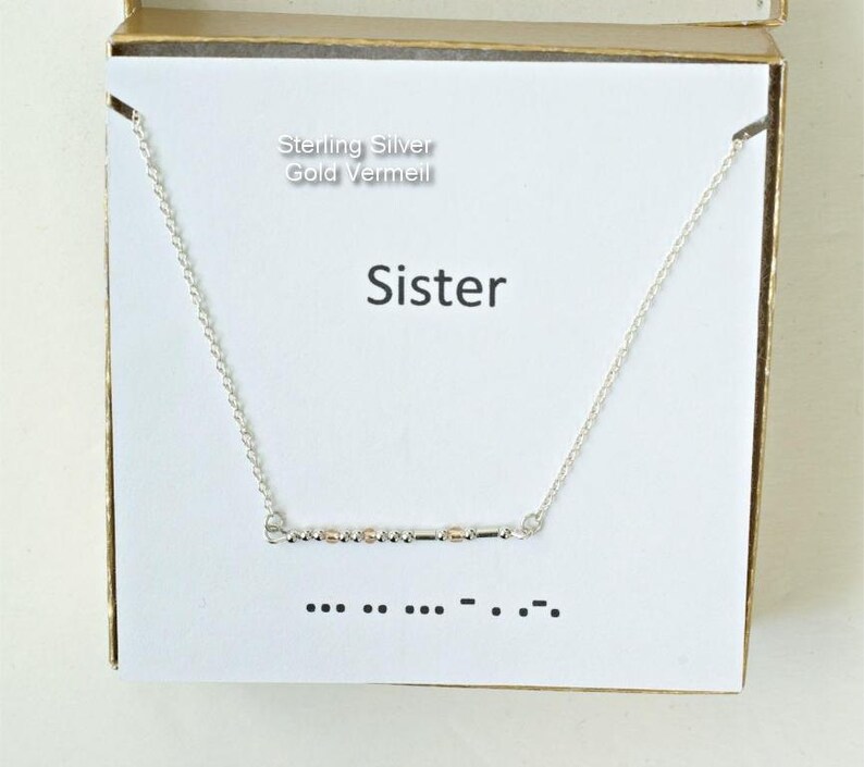 Morse Code Sister Gold Necklace Little Sister Necklace - Etsy Hong Kong