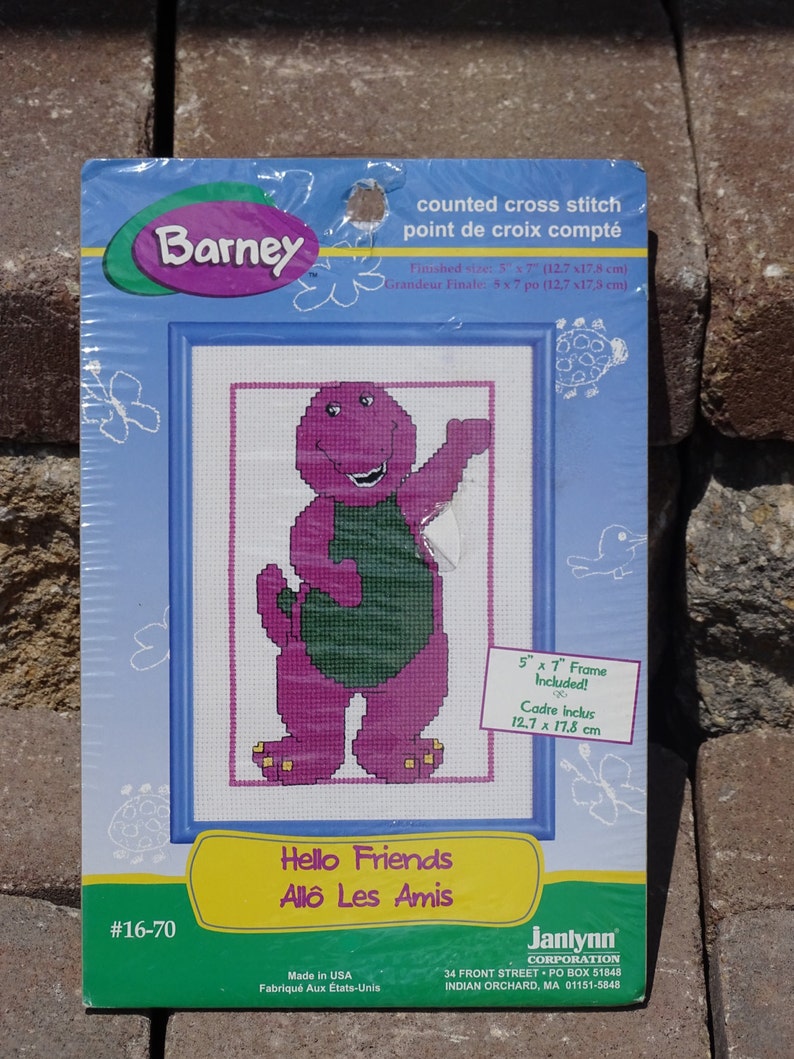 Barney, Hello Friends, Counted Cross Stitch Kit, Janlynn 16-70, Barney ...
