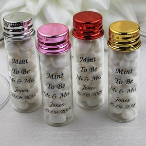 Personalised Glass Bottle Wedding Favours - Mint to Be - Etsy UK