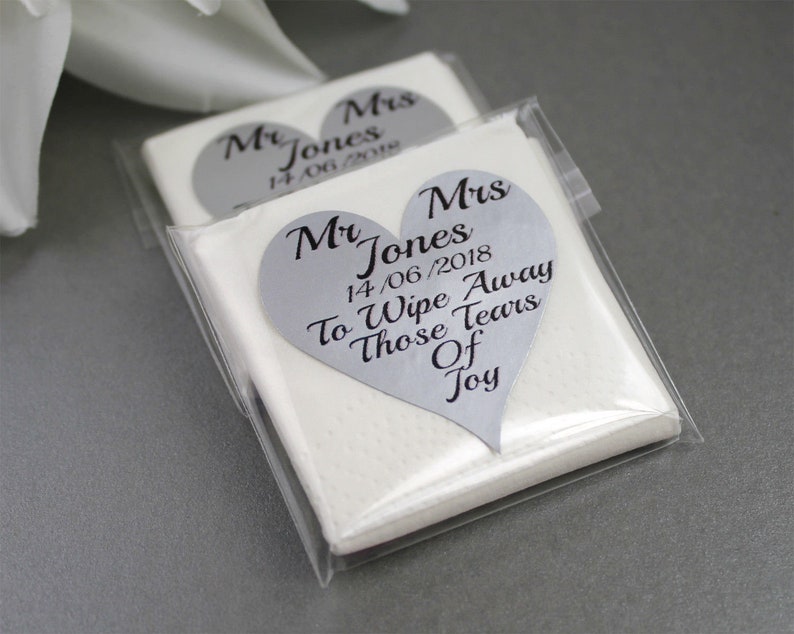 Wedding Pocket Hankie Tissues Packets Favours Personalised - Etsy