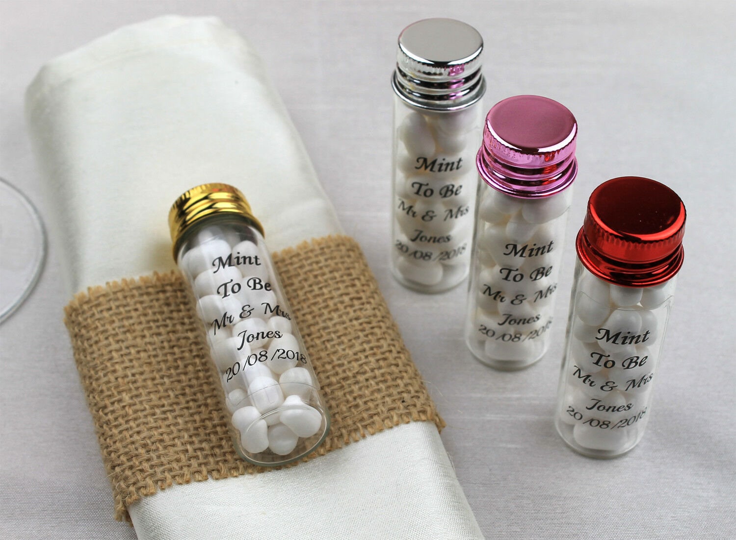 Personalised Glass Bottle Wedding Favours Mint to Be - Etsy UK