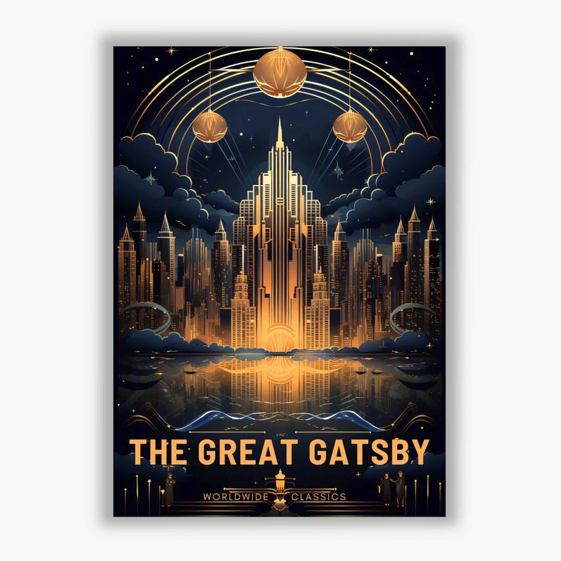 The Great Gatsby - F. Scott Fitzgerald - Classic Literature Wall Art ...