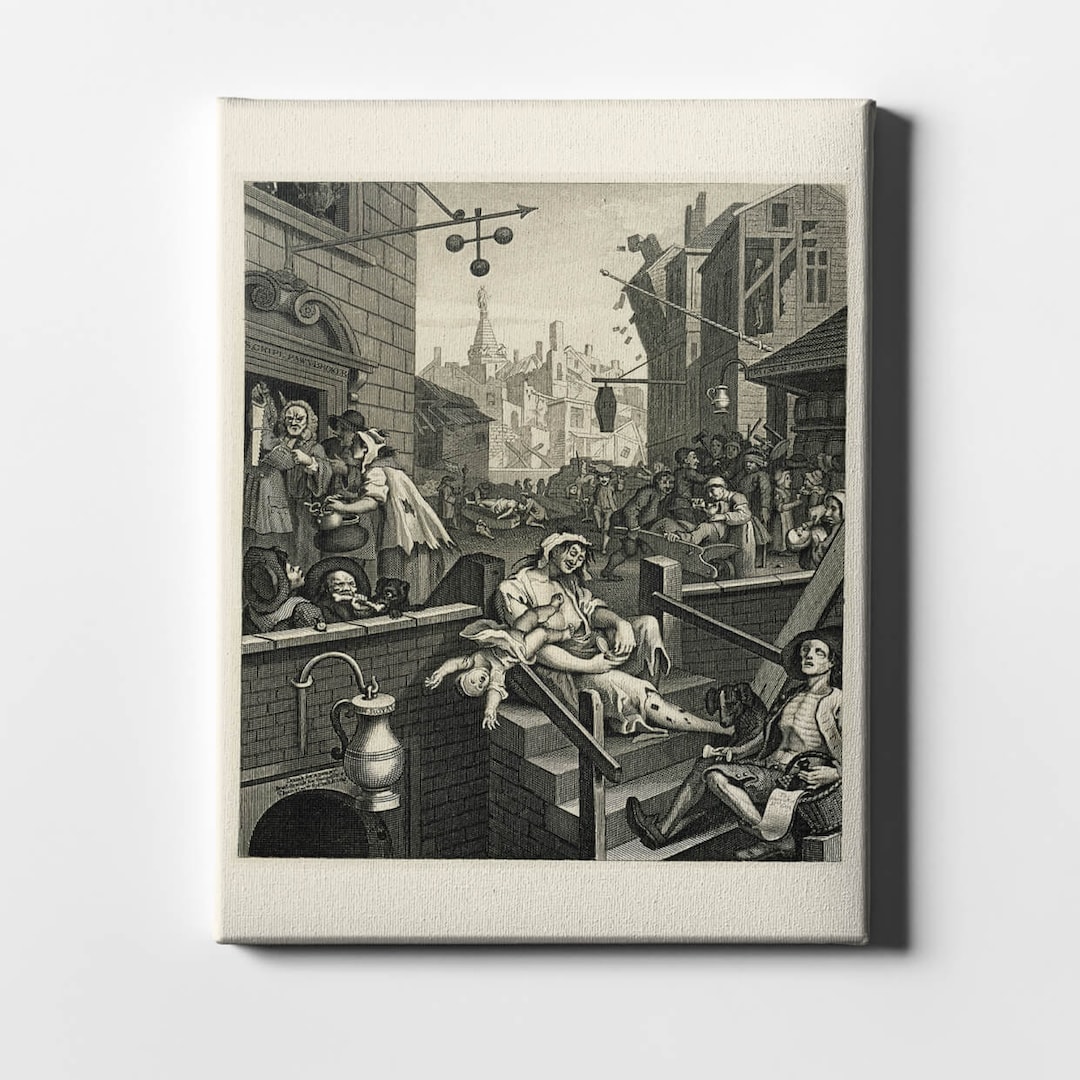 William Hogarth Gin Lane / Canvas Print - Etsy