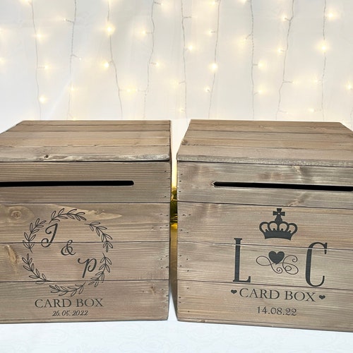 Rustic Solid Wooden Wedding Post Box Personalised Engraved - Etsy UK