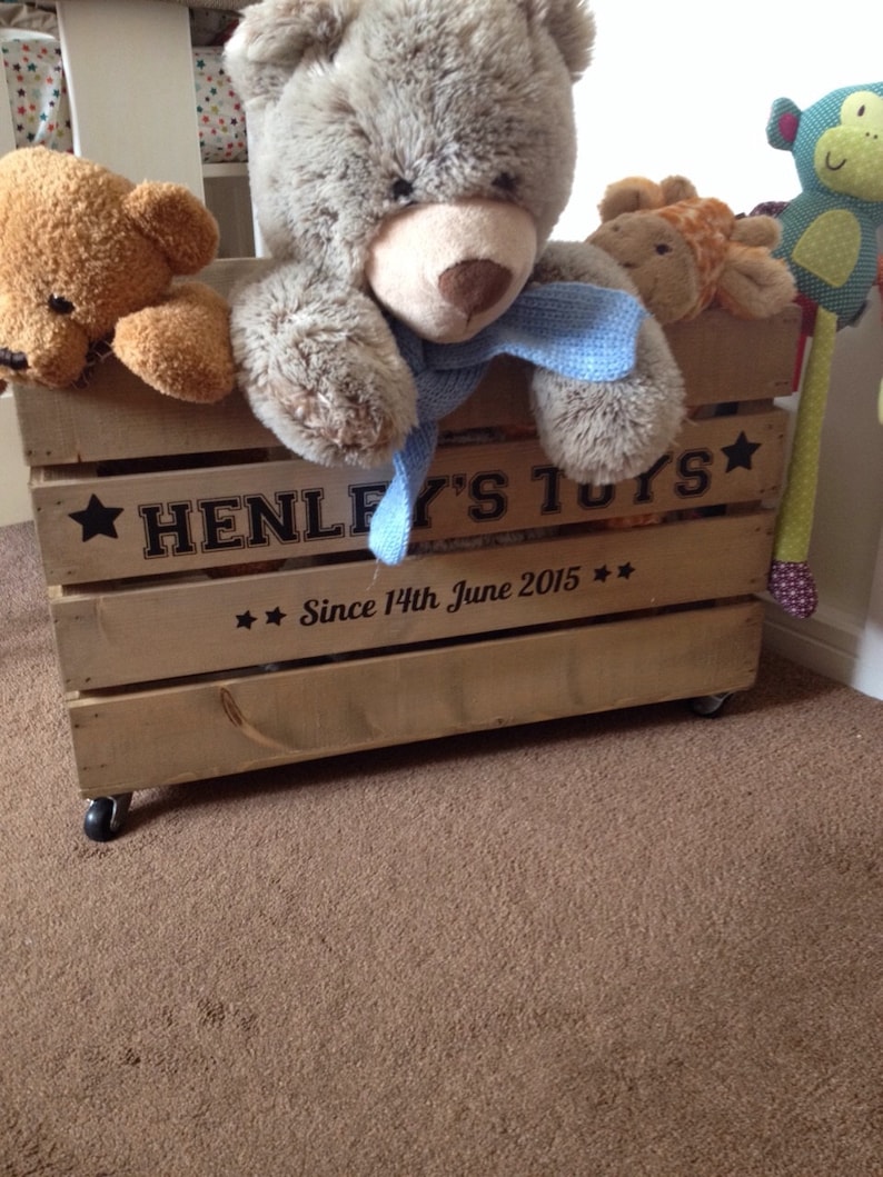 Personalised Wooden Toy Crate Toy Box Rustic Vintage Style - Etsy