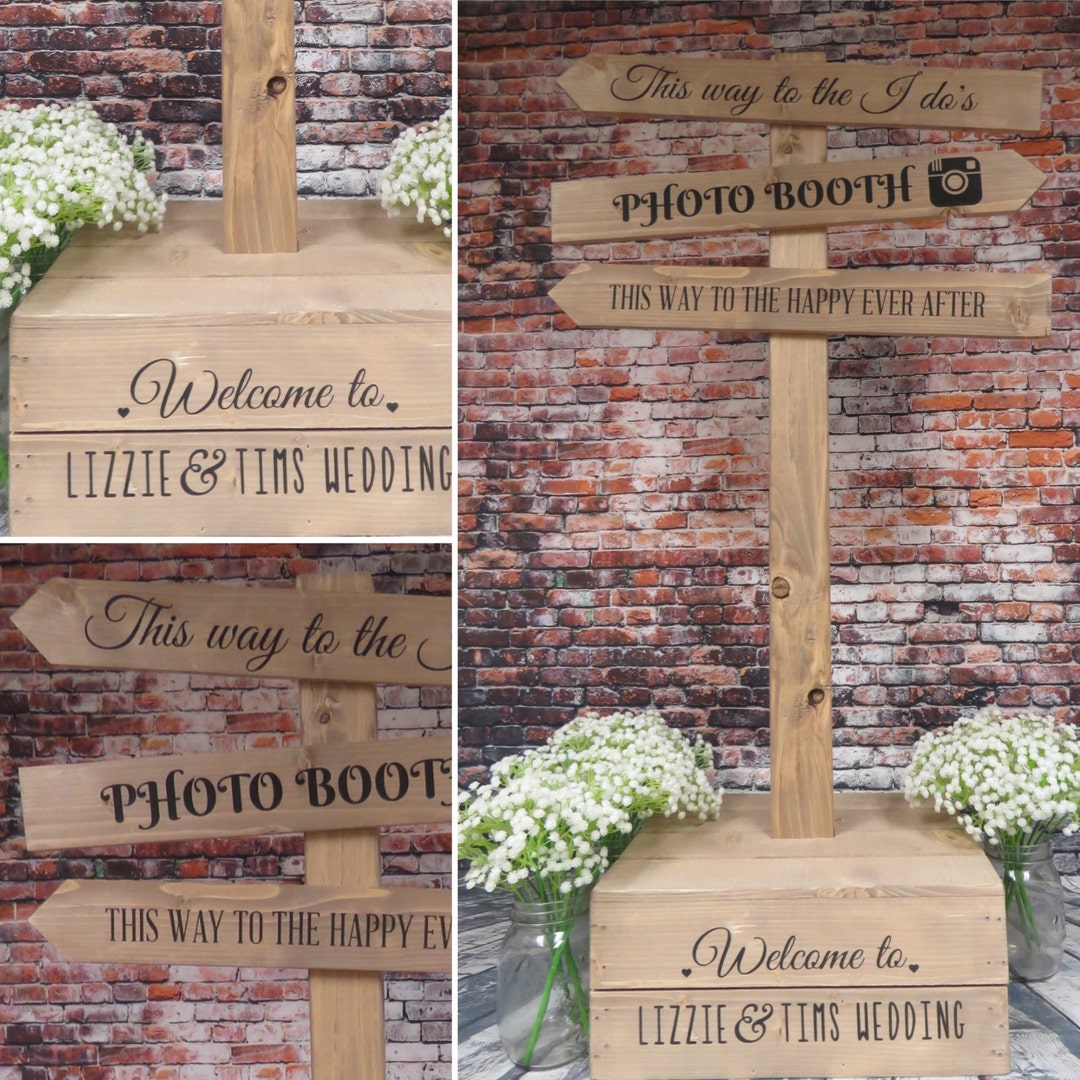 Personalised Wedding Signpost Rustic Sign Crate Direction - Etsy UK