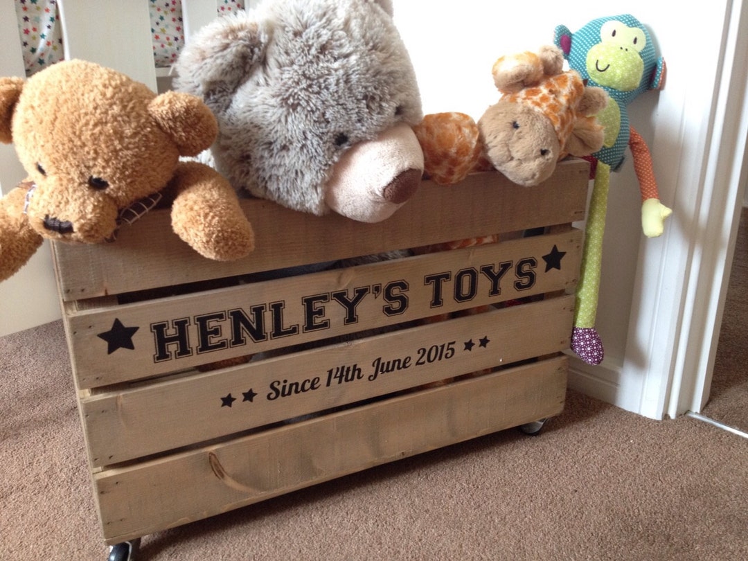 Personalised Wooden Toy Crate Toy Box Rustic Vintage Style - Etsy