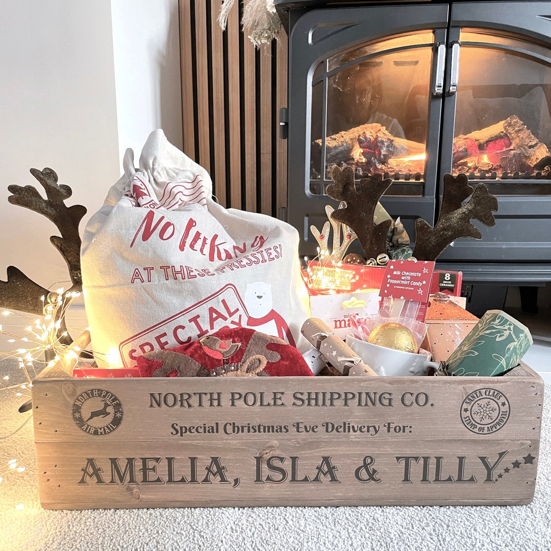 Personalised Large Christmas Eve Box Christmas Box Wooden Crate Large ...