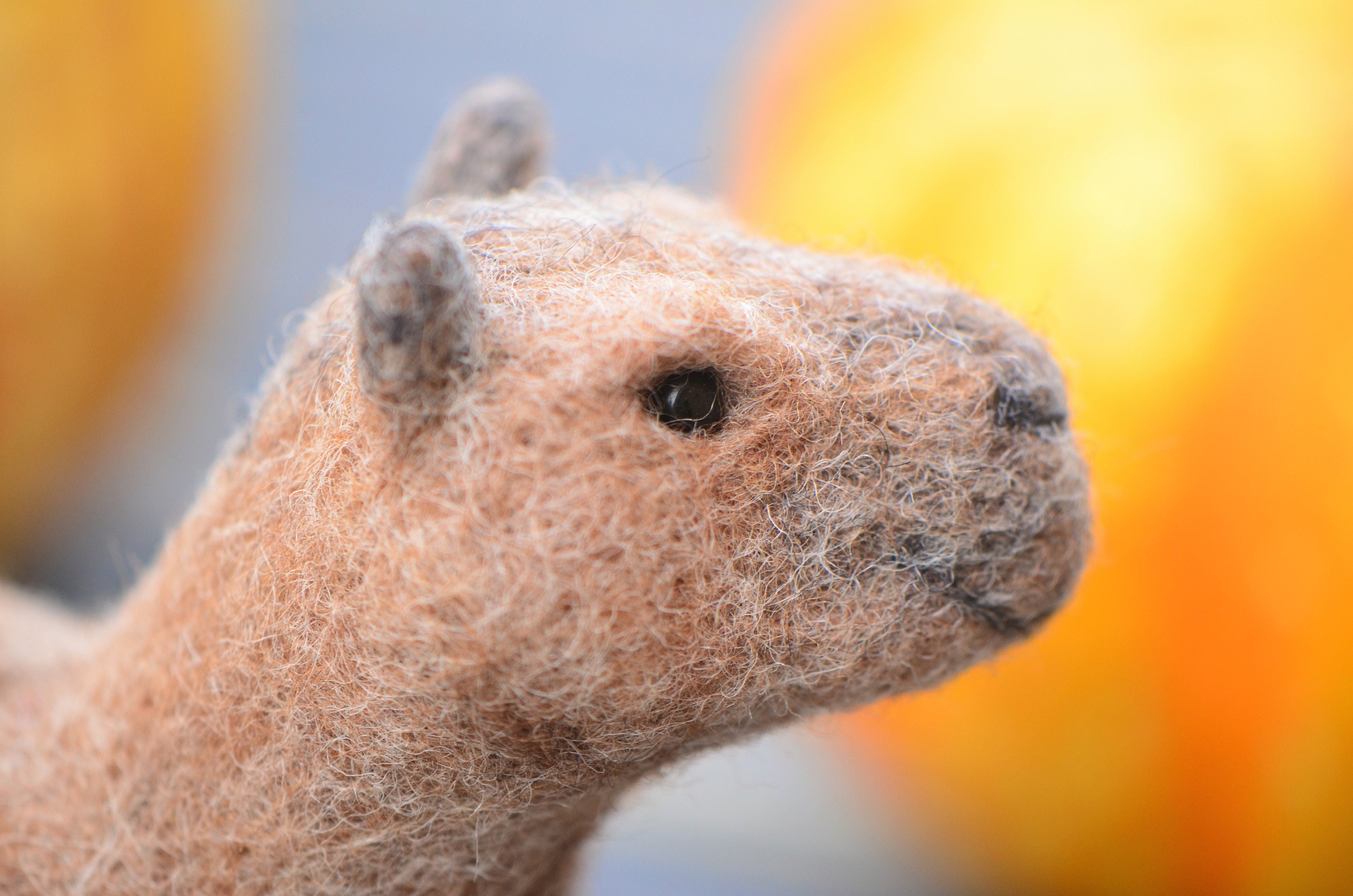 Needle Felted Toy Capybara, Autumn Room Decor, Little Wool Toy Capybara ...