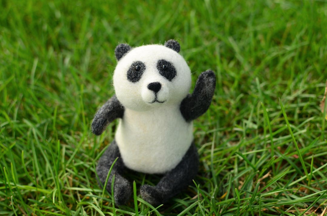 Needle Felted Toy Panda, Handmade Little Fun Toy Panda, Cute Wool Toy ...