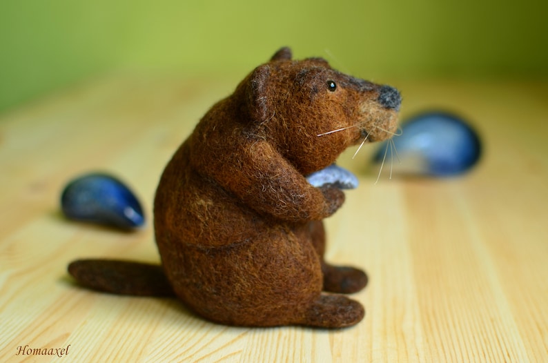 Needle Felted Toy Beaver With Shell Handmade Wool Sculpture - Etsy