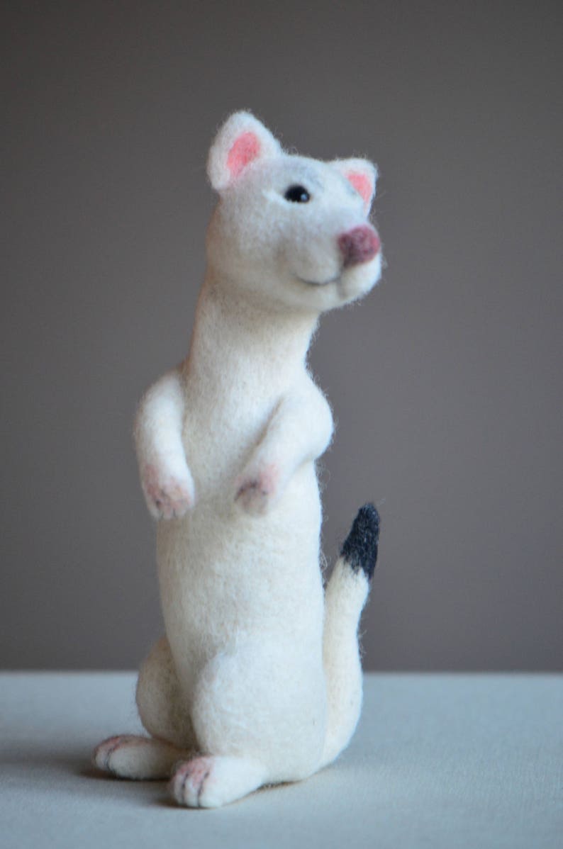 Needle Felted Sculpture Ermine Nature Animals Wool Toy Ermine - Etsy