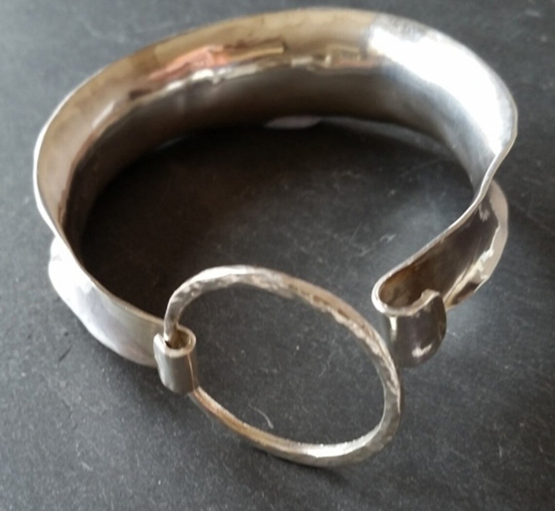 Martyn Silver Cuff With Round Hook Clasp - Etsy