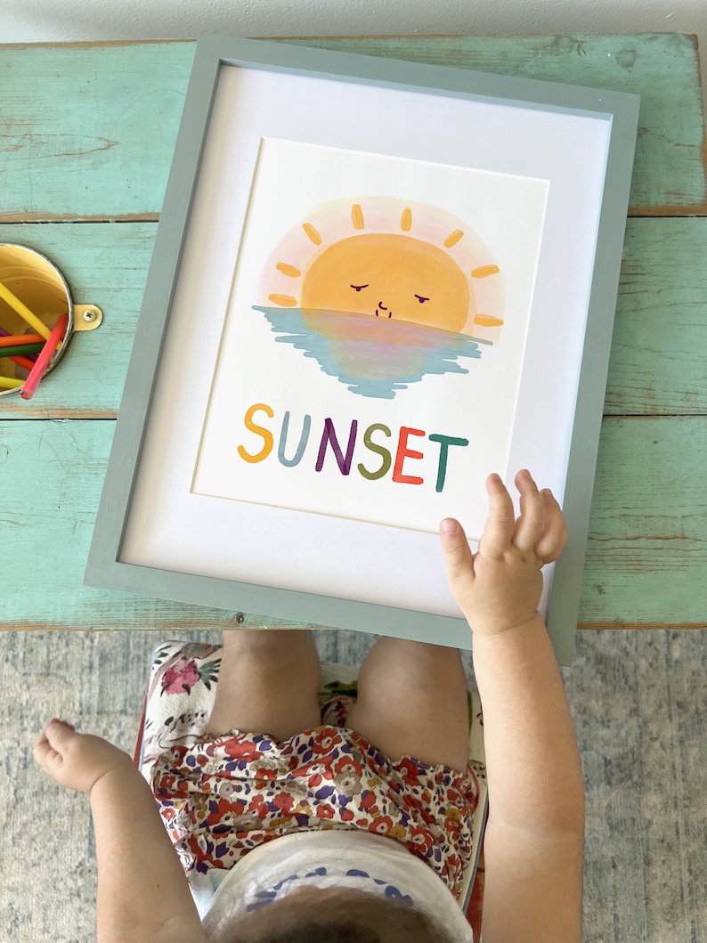 Smiley Sunset Art Print Artwork for Kids Bedrooms and - Etsy