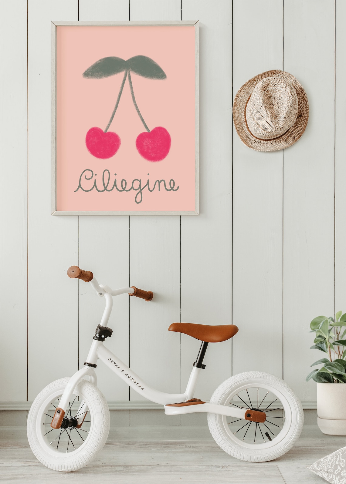 Cute Cherry Print in Italian, Red Cherry for Girl Nursery, Minimal Kids ...