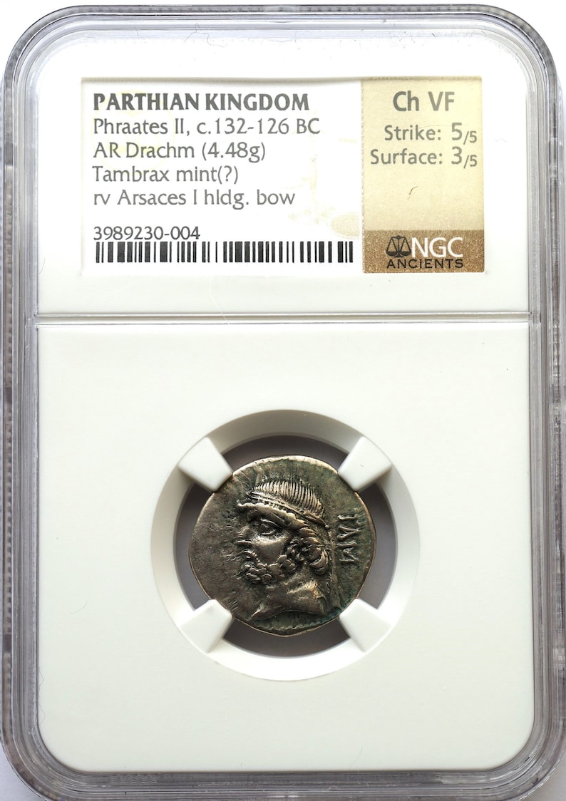 132-126 BC Ancient Parthian Kingdom Under Phraates II Antique Silver ...