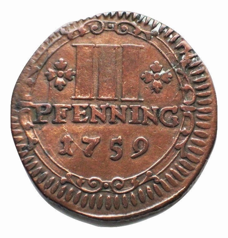 1759 Germany 3 Pfennig Antique German Copper Coin Gifts for - Etsy