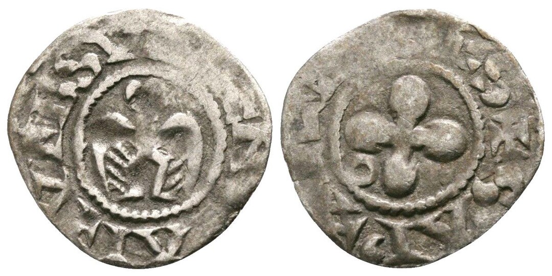 1100-1200 AD Crusader Medieval France Angel Antique French Silver Coin ...