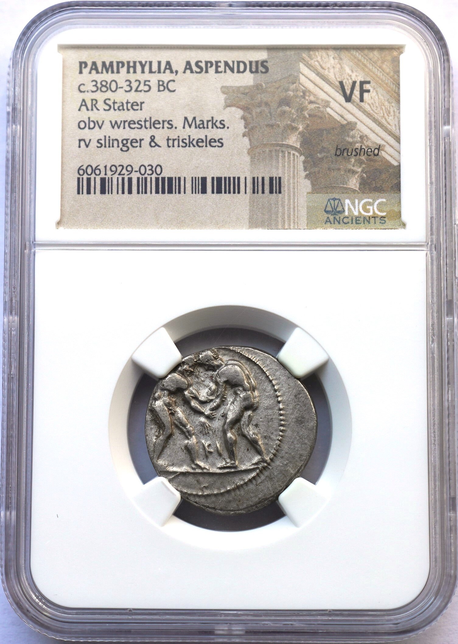 380-325 BC Ancient Greek Stater Wrestlers and Slinger Antique Silver ...