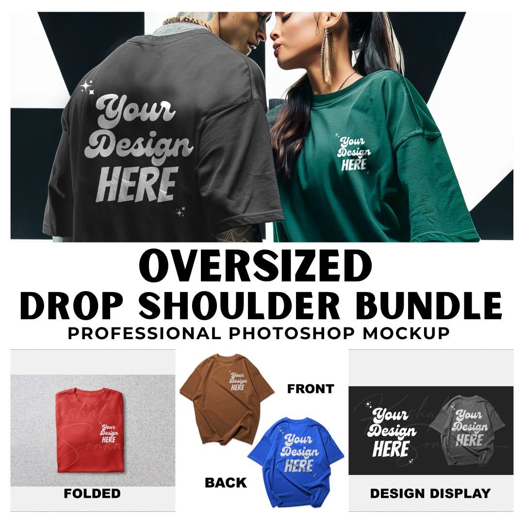 Oversize Drop Shoulder T-shirt Mockup PSD: Comfort Colors 1717 ...