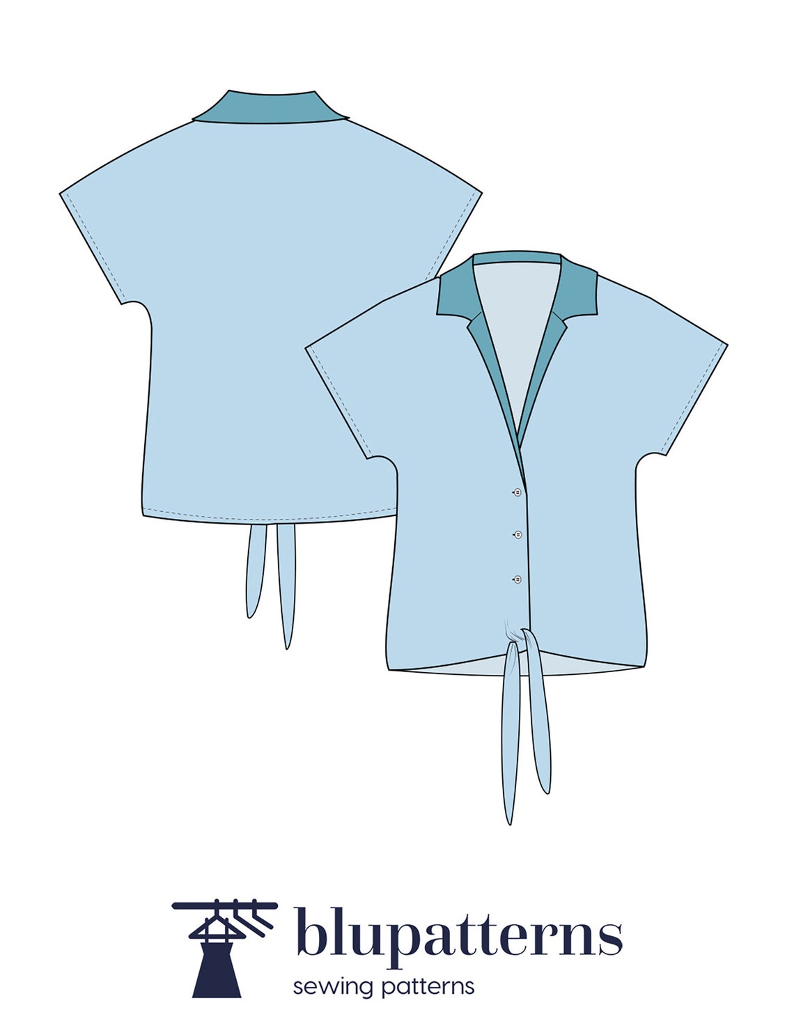 Emberly Tie Blouse Sewing Pattern-ladies Top Pattern-pdf Pattern-a0 File Pattern-projector File ...