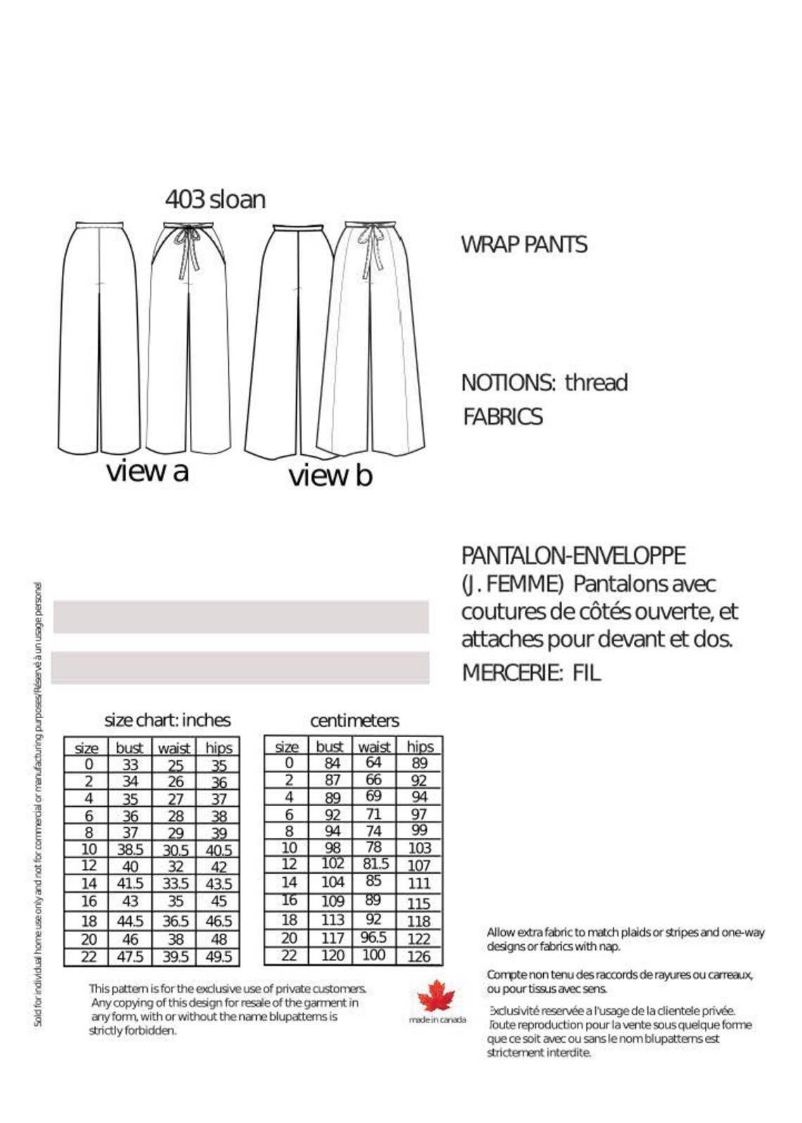 Sloan Wrap Pants PDF Sewing Pattern Wide Leg Wrap Around Tie - Etsy