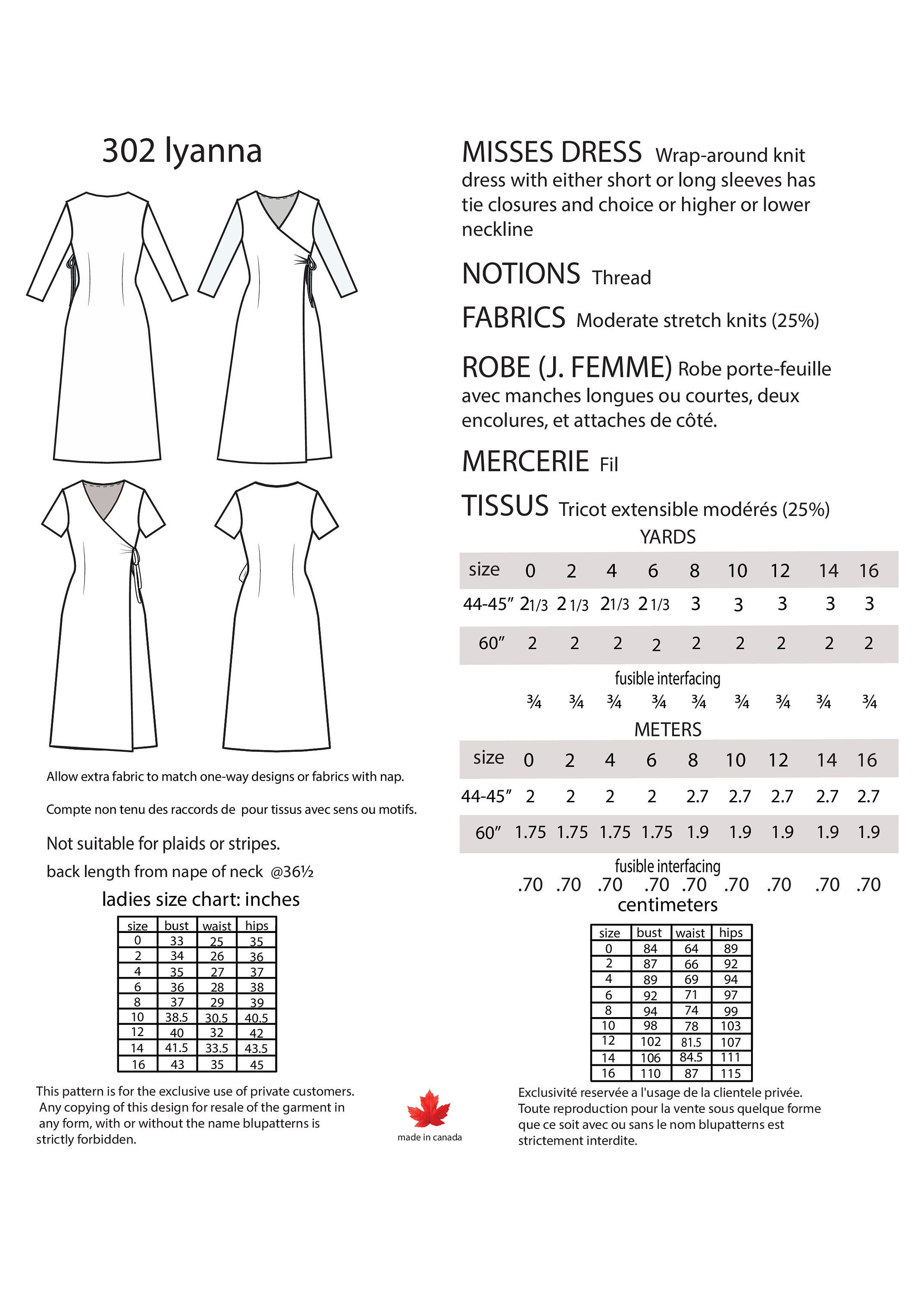 Lyanna Ladies Wrap-around Dress Sewing Pattern-pdf Dress Pattern-a0 ...