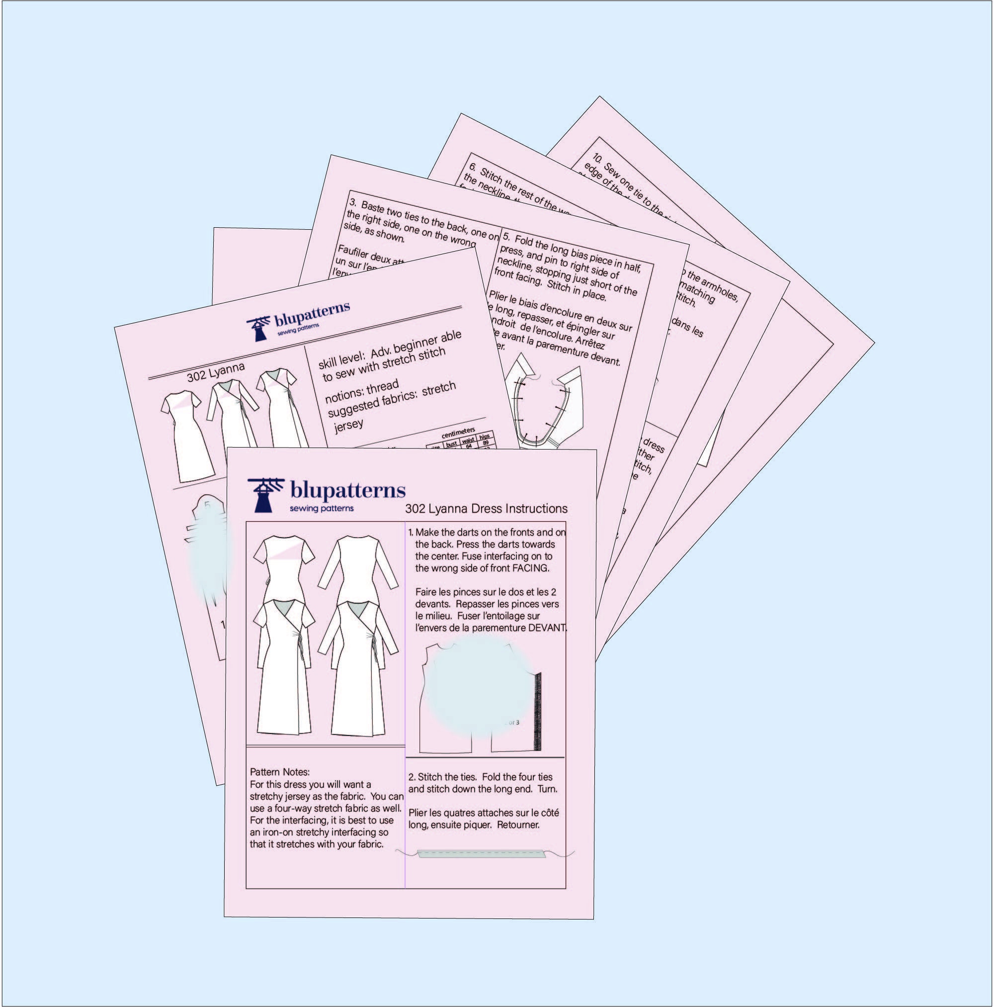 Lyanna Ladies Wrap-around Dress Sewing Pattern-pdf Dress Pattern-a0 ...