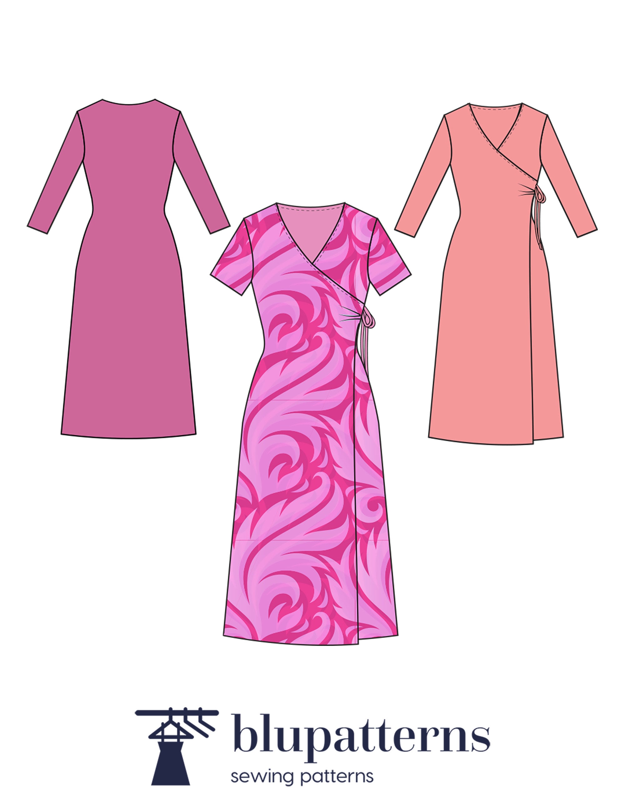 Lyanna Ladies Wrap-around Dress Sewing Pattern-pdf Dress Pattern-a0 ...