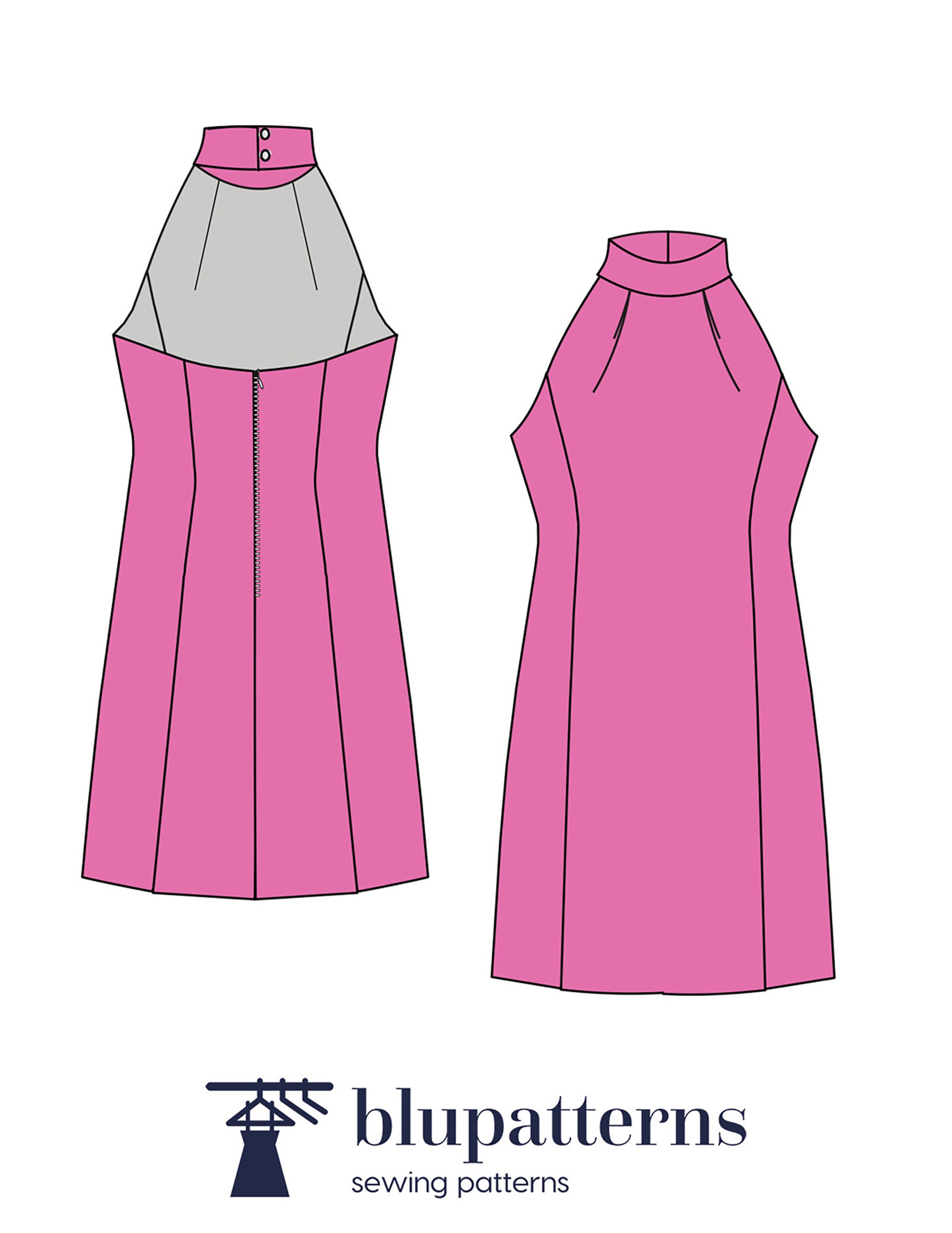 Kynlee Halter Dress Sewing Pattern-womens Dress PDF Pattern-printable ...
