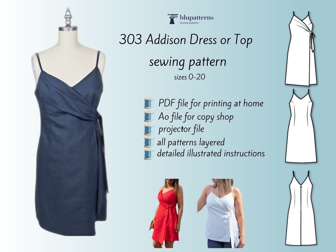 Addison Side Tie Dress Pattern-womens PDF Dress Sewing Pattern ...