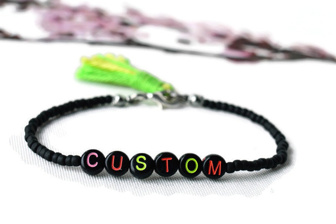 Custom Name Bracelet Letters Beads Jewelry Name Gift - Etsy