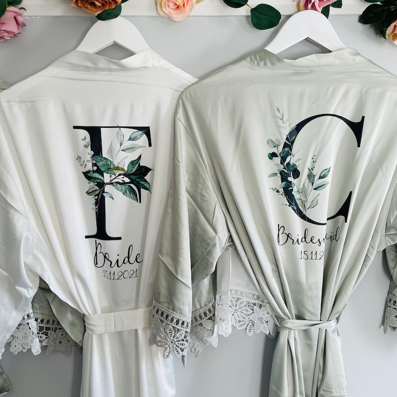 Bride Robe Bride Dressing Gown Bridesmaid Robe Initial - Etsy