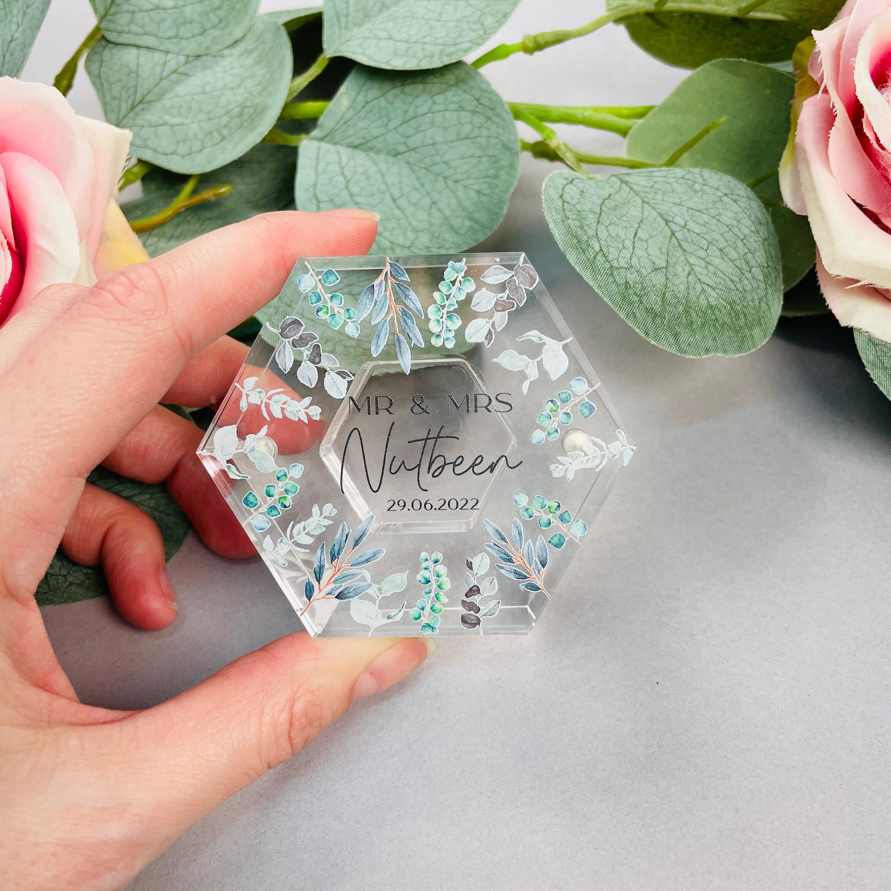 Personalised Acrylic Ring Box, Wedding Ring Box, Jewellery Box ...