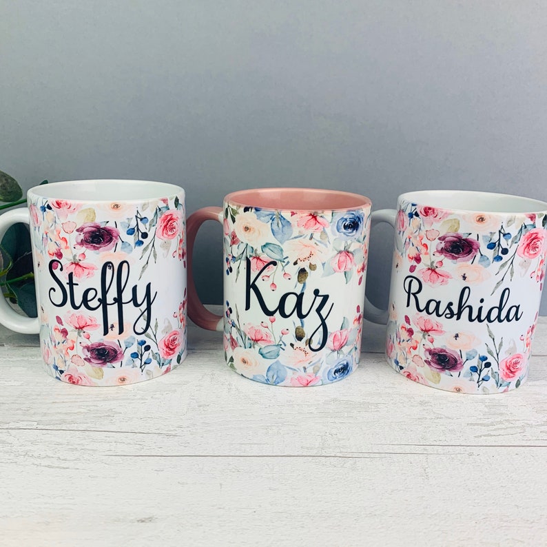 Personalised Mug Name Mug Custom Mug Floral Mug - Etsy