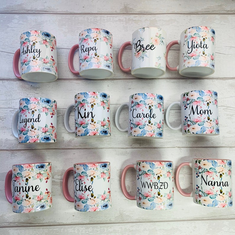 Personalised Mug Name Mug Custom Mug Floral Mug - Etsy