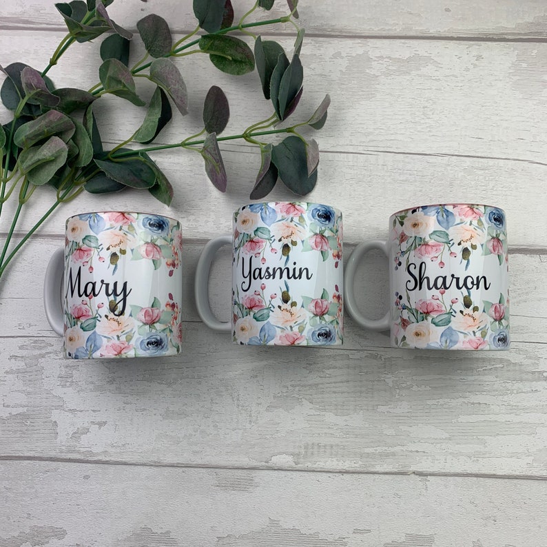 Personalised Mug Name Mug Custom Mug Floral Mug - Etsy