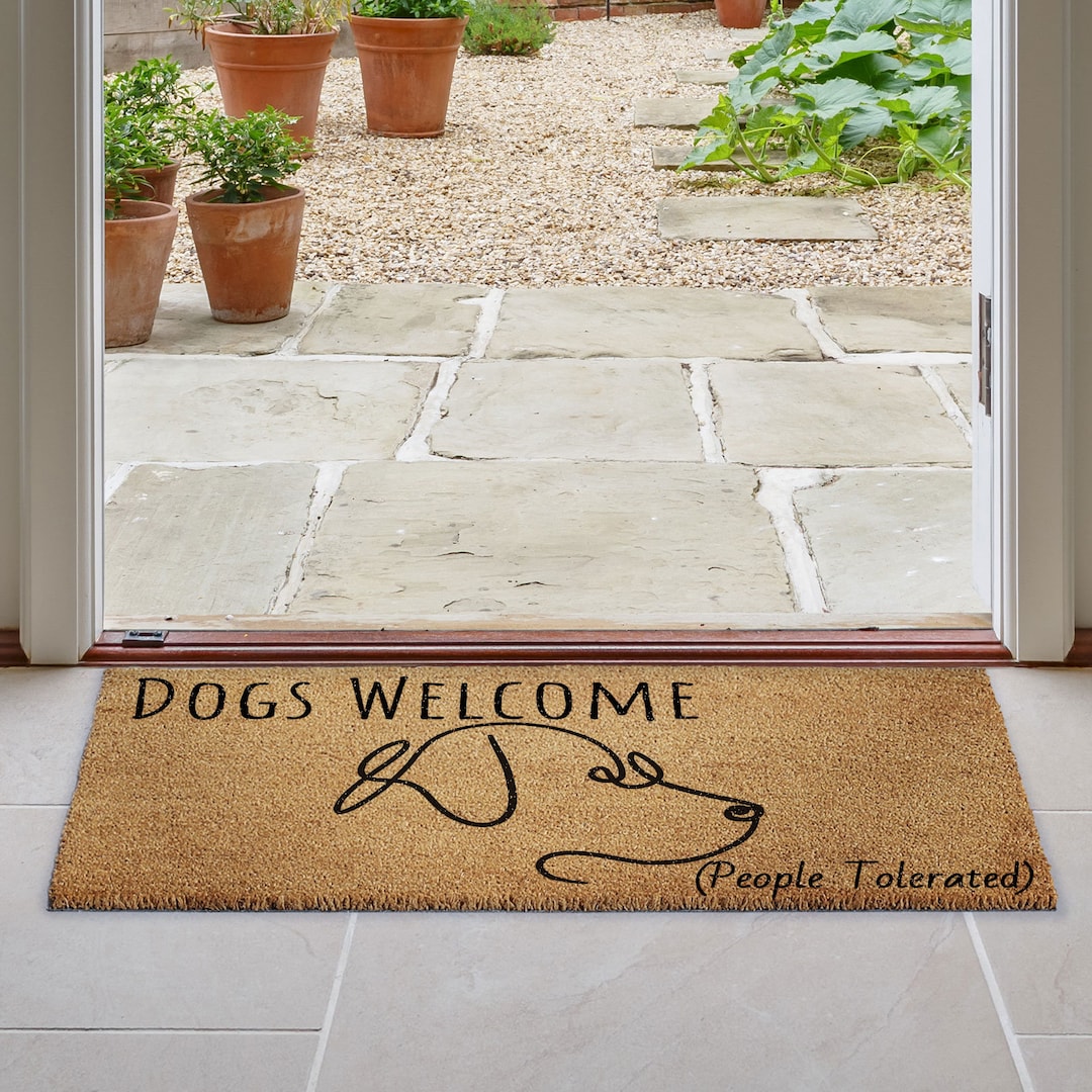 Large Door Mat Dogs Welcome People Tolerated | Coir Door Mat | Welcome ...