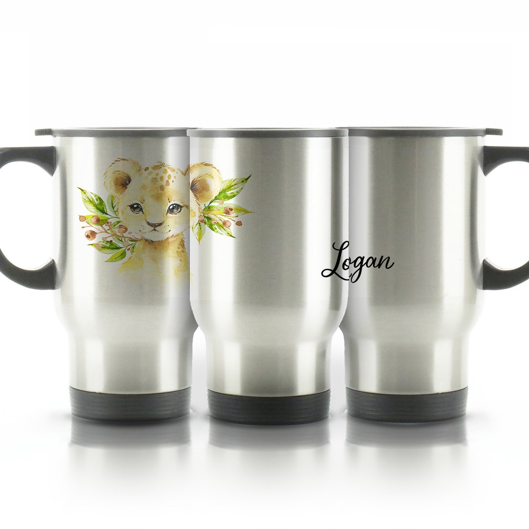 Personalized Lion Cub Travel Mug, Stainless Steel, 400ml - Etsy