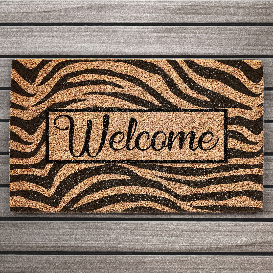 Coir Doormat With Welcome Animal Print Design | Door Mat | Zebra Print ...