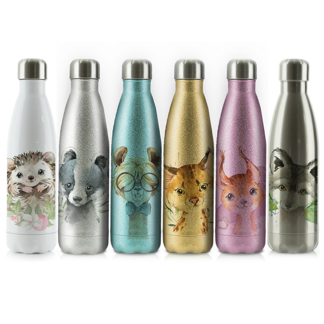 Personalised Alpaca Water Bottle, 500ml Stainless Steel Flask With ...