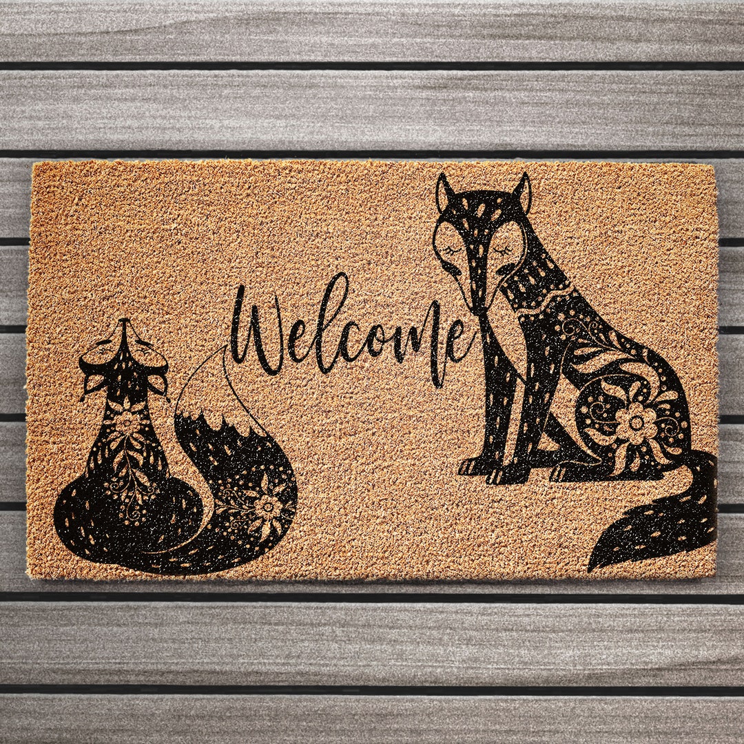 Fox Coir Doormat With Welcome | Door Mat | Welcome Rug | Front Door ...