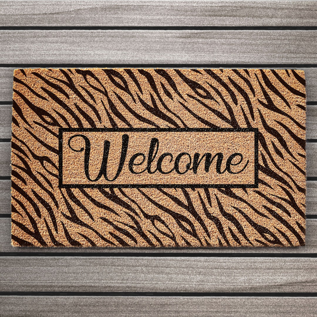 Coir Doormat With Welcome Animal Print Design | Door Mat | Tiger Print ...