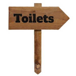Wooden Sign | Stake for Garden | Outdoor Decoration | Toilet, Disabled ...