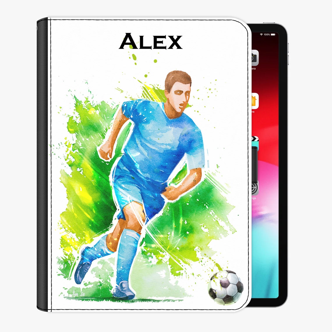 Personalised Football iPad Case for Apple Ipad, PU Leather Flip Cover ...