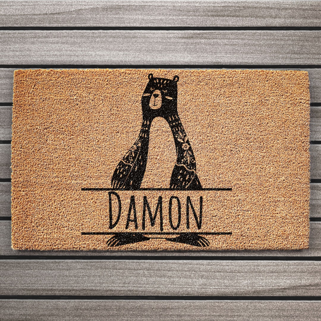 Custom Bear Coir Doormat With Name | Door Mat | Welcome Rug | Front ...